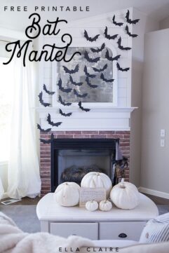 DIY Halloween Flying Bat Mantel | Free Bat Template - Ella Claire & Co.