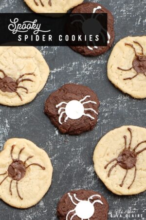 Creepy Crawly Halloween Chocolate Chip Spider Cookies - Ella Claire & Co.