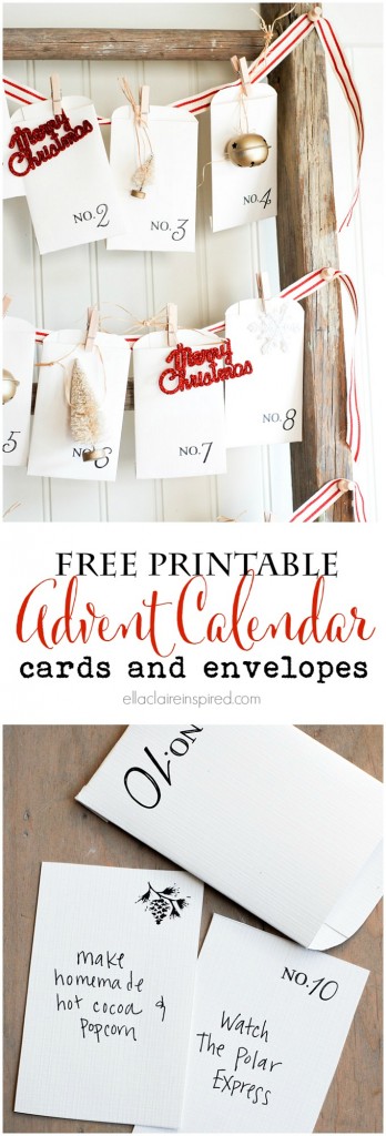Free Printable Vintage Christmas Advent Calendar - Ella Claire & Co.