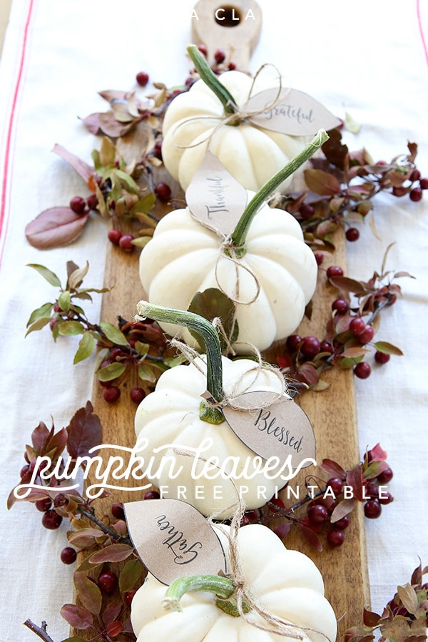 Pumpkin Leaves Free Printable | 23 Free Fall Printables - Ella Claire & Co.