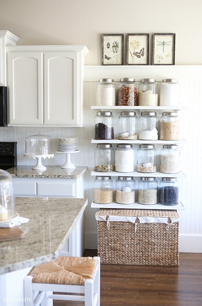 DIY Kitchen Jar Shelves Tutorial - Ella Claire & Co.