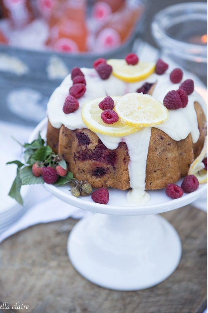 Raspberry Bundt Cake with Lemon Icing Drizzle - Ella Claire & Co.