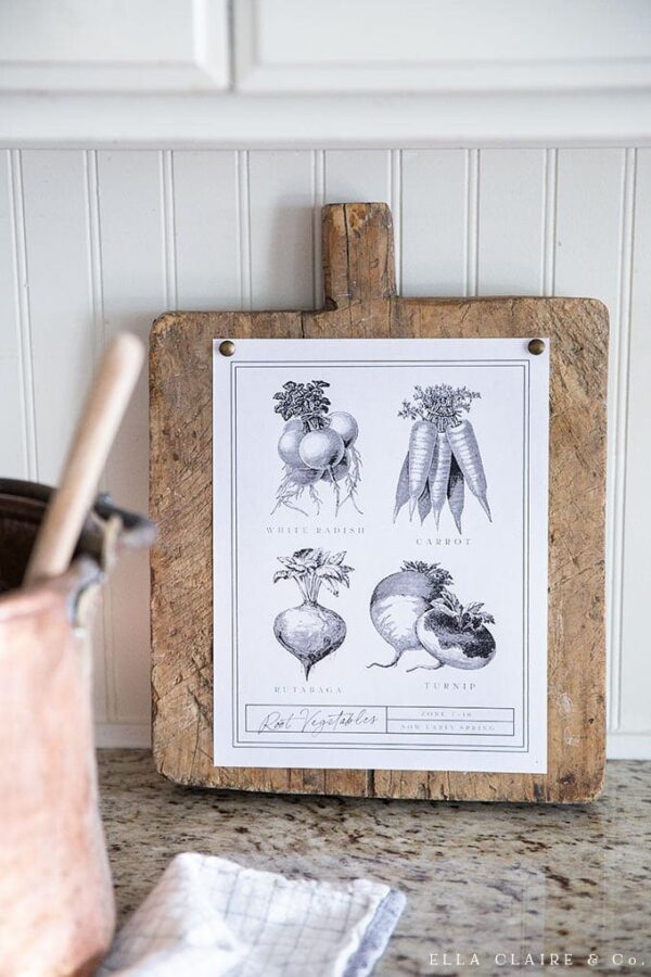 Free Printable Vintage Vegetables Art - Ella Claire & Co.