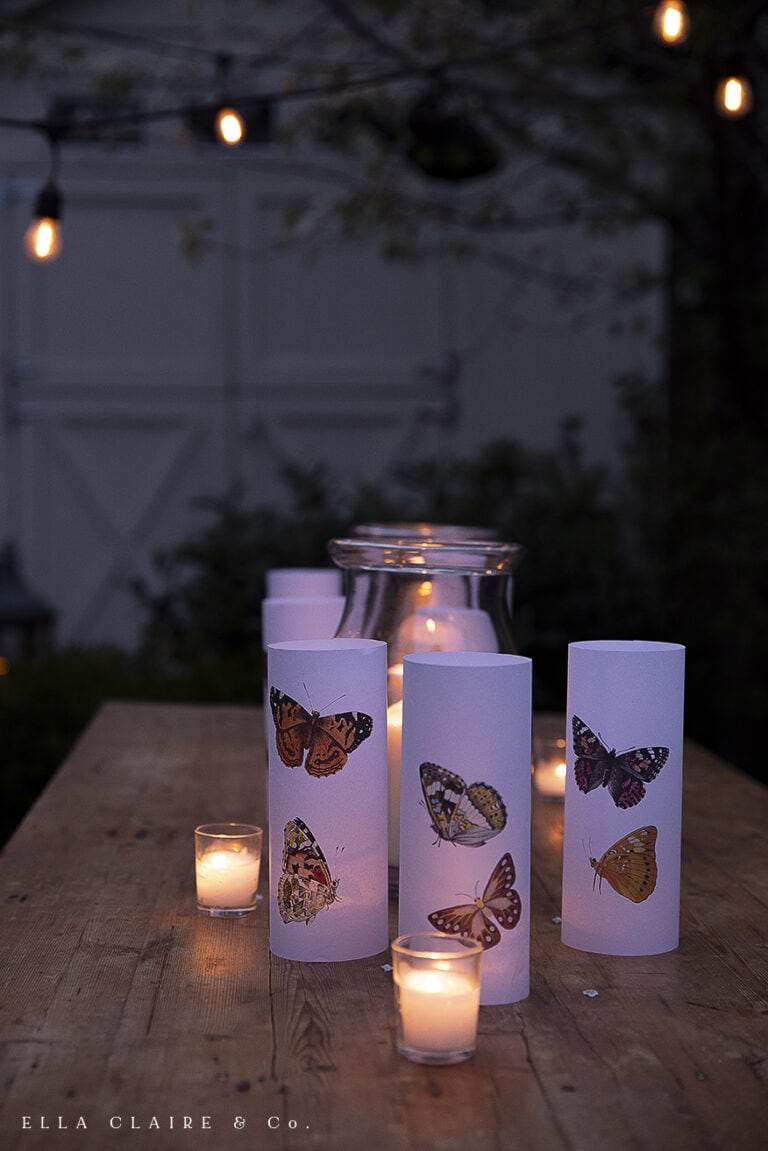 Butterfly Luminary Candles Free Printable - Ella Claire & Co.