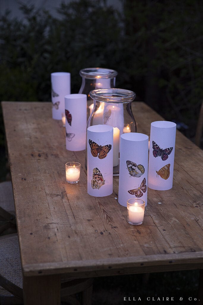 Butterfly Luminary Candles Free Printable - Ella Claire & Co.