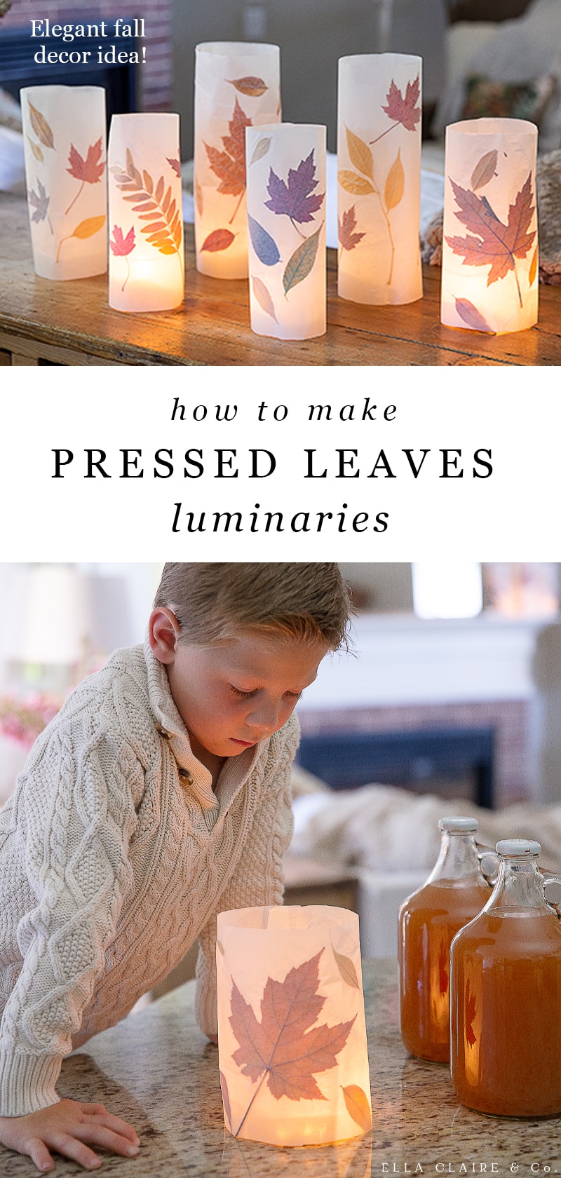 DIY Fall Leaf Luminaries - Ella Claire & Co.