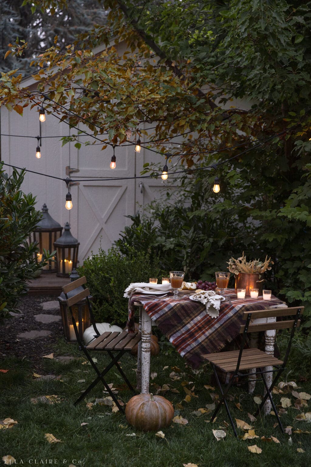 Fall Table By Candlelight | Outdoor Fall Decorations - Ella Claire & Co.