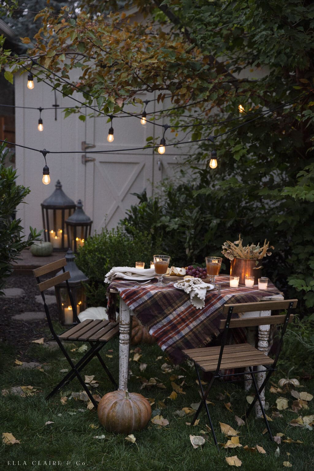 Fall Table By Candlelight | Outdoor Fall Decorations - Ella Claire & Co.