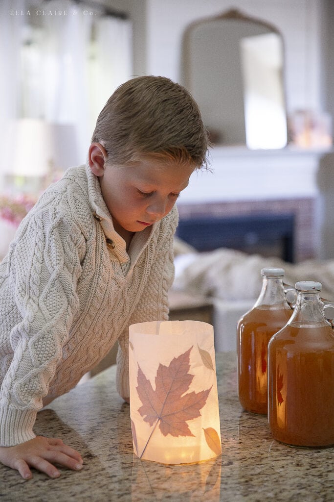 DIY Fall Leaf Luminaries - Ella Claire & Co.