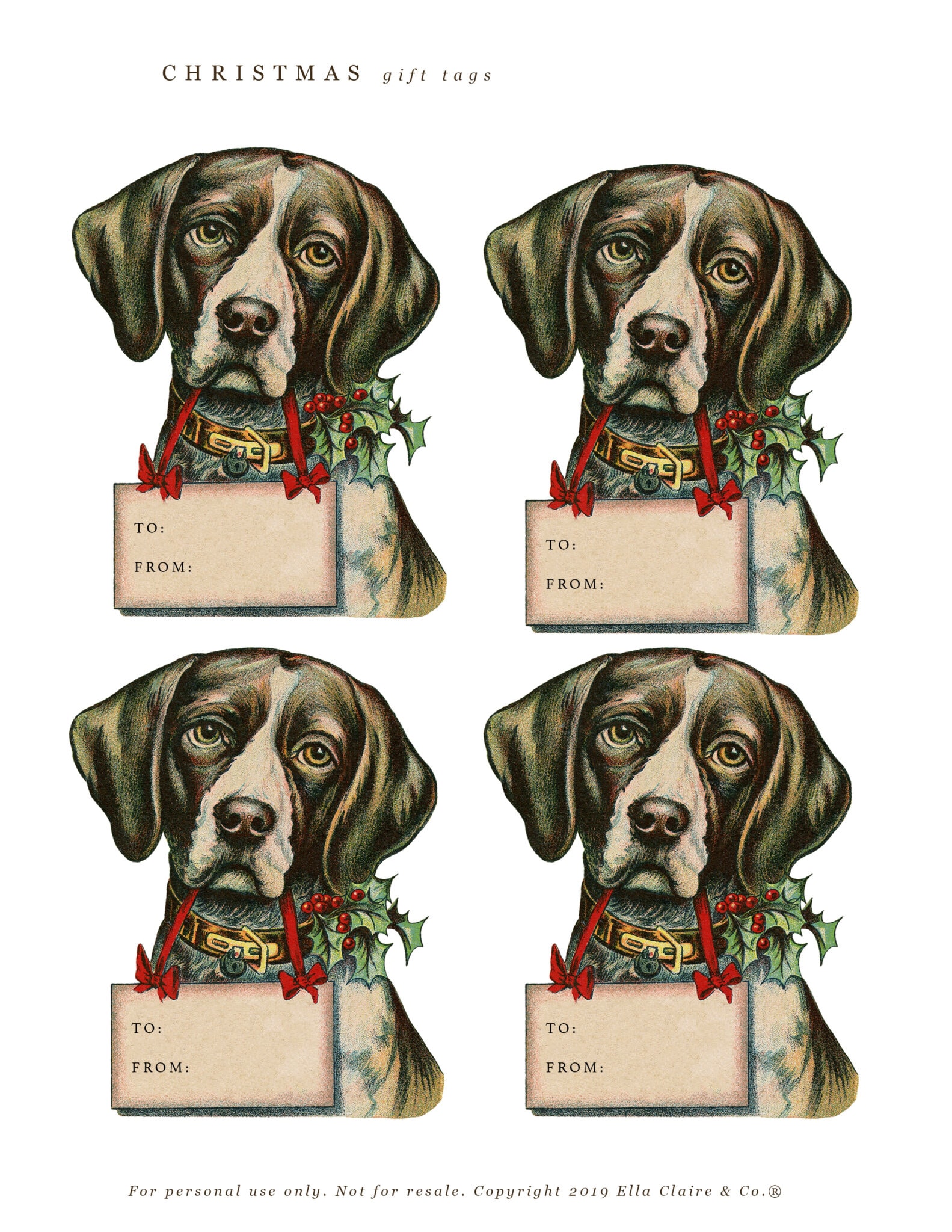 Christmas Dog Gift Tags | Free Printable - Ella Claire & Co.