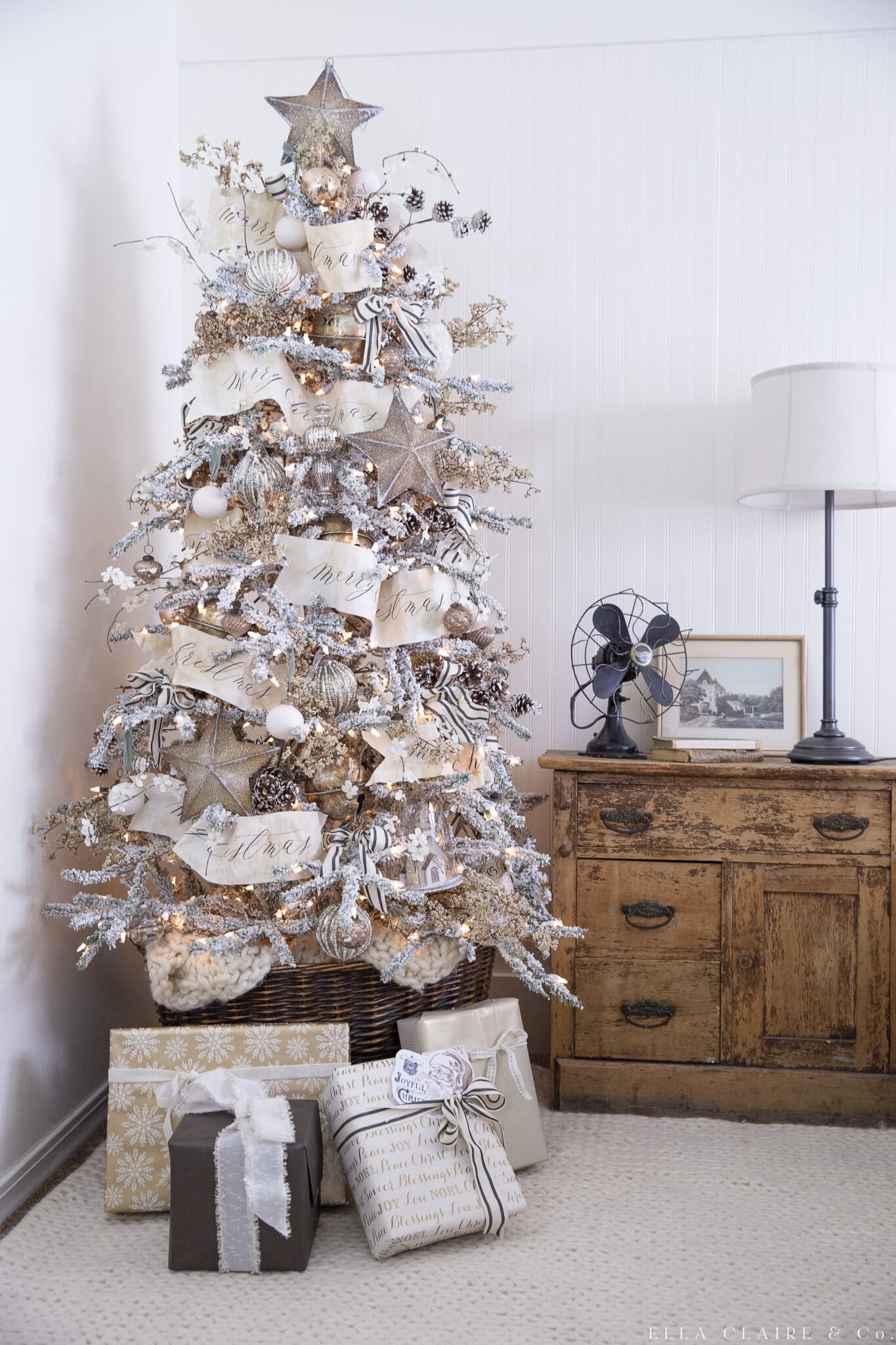 Gold Christmas Tree- Elegant Vintage Neutrals - Ella Claire & Co.
