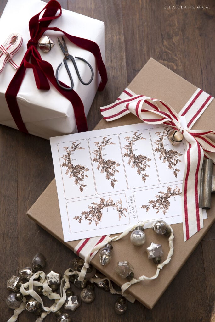 Neutral Holly Gift Tags | Free Printable - Ella Claire & Co.