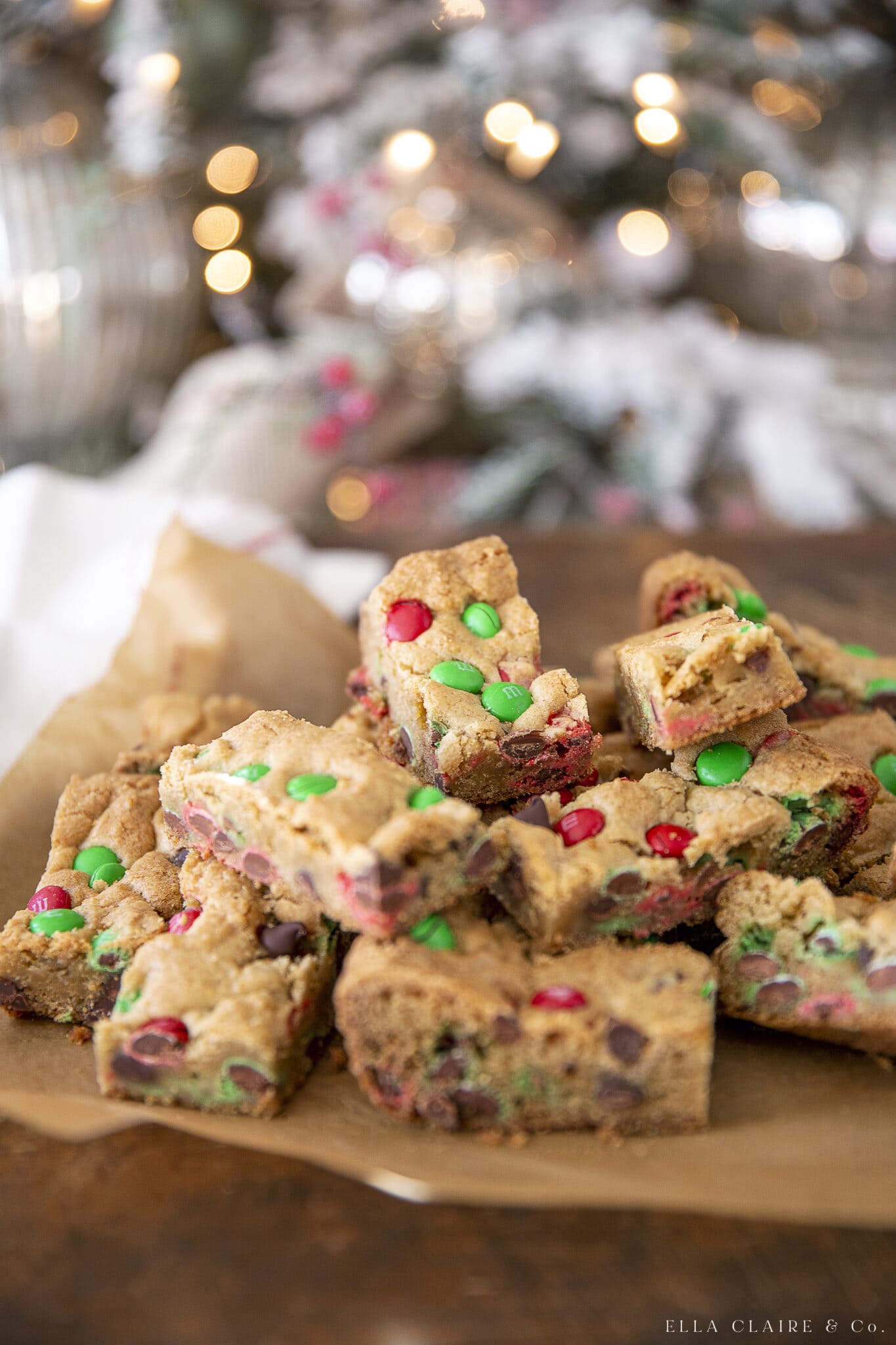 Best M&M Bars - Easiest Christmas Cookies! - Ella Claire & Co.