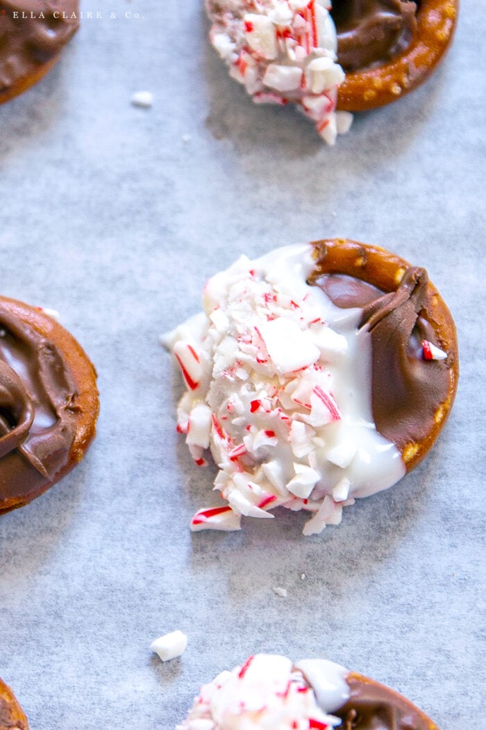 Peppermint Bark Pretzels - Ella Claire & Co.