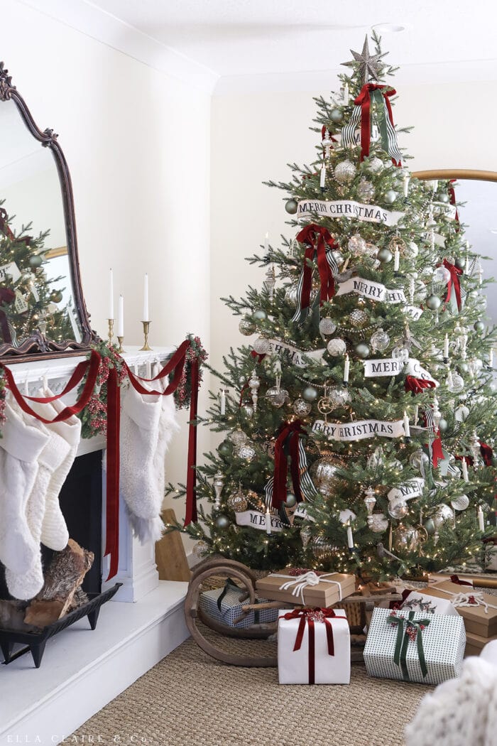 How to Add Christmas Tree Garland - Ella Claire & Co.