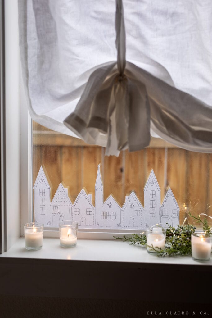 Free Printable Window Christmas Village - Ella Claire & Co.