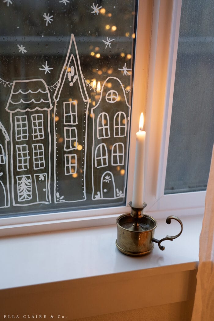 Free Printable Christmas Village Window Stencil - Ella Claire & Co.