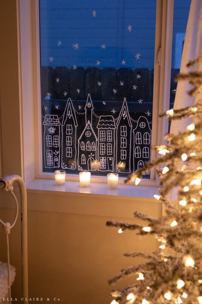 Free Printable Christmas Village Window Stencil - Ella Claire & Co.