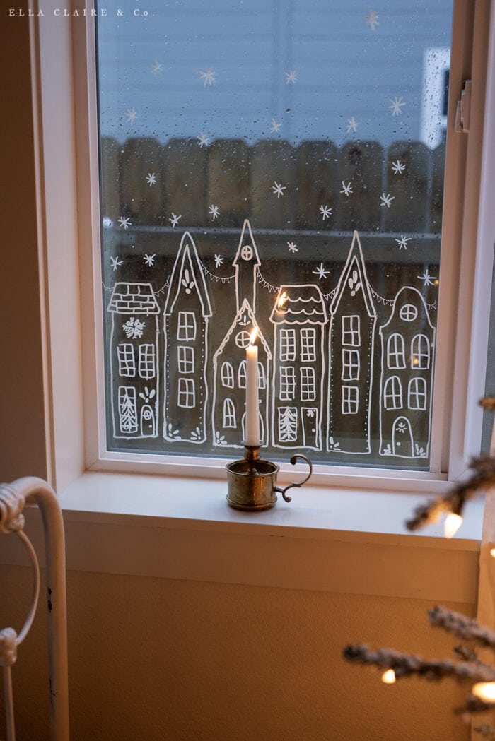 Free Printable Christmas Village Window Stencil - Ella Claire & Co.